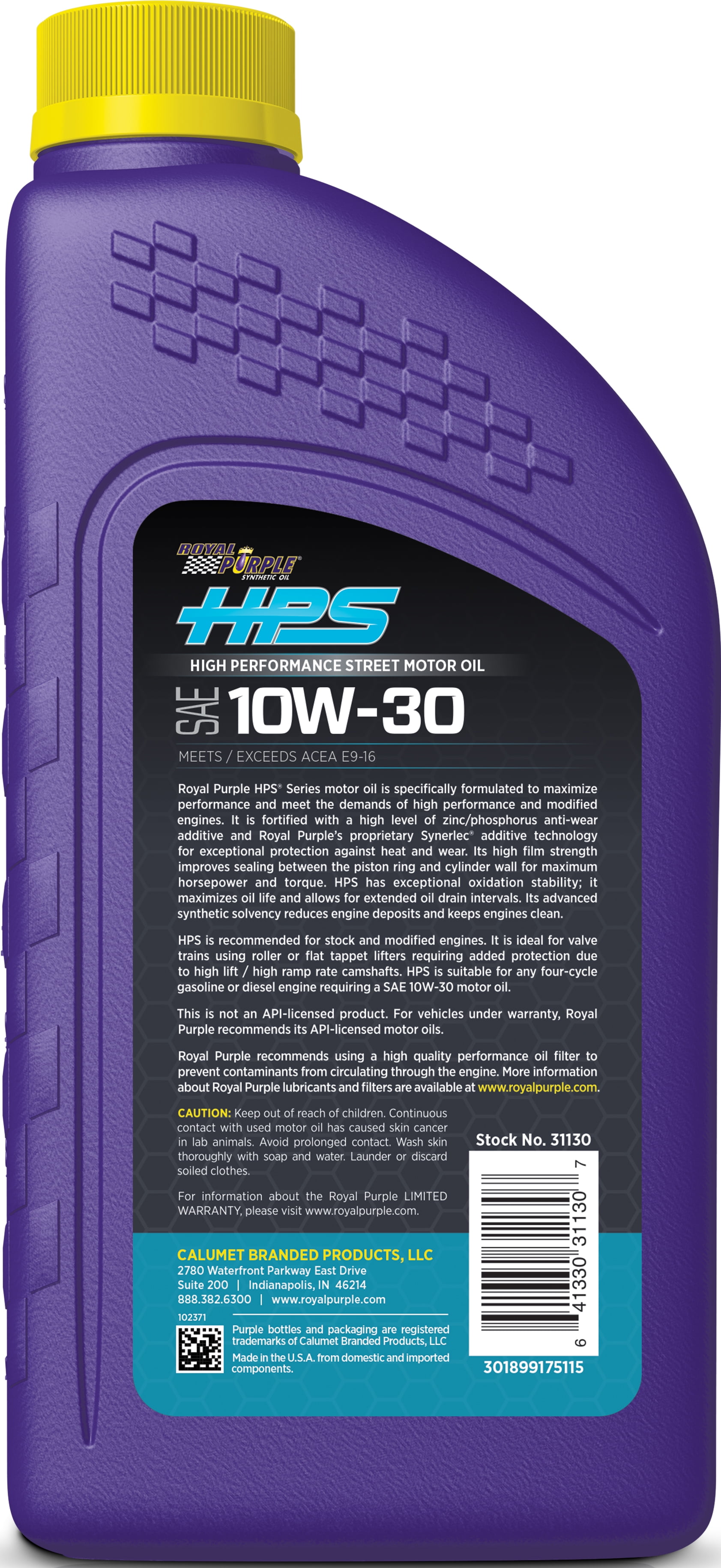 Buy Royal Purple HPS Synthetic SAE 10W-30 High Performance Motor Oil with Synerlec, 1 Quart ...
