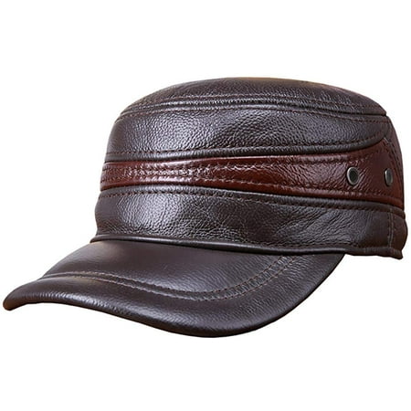 Adjustable Real Leather Baseball Caps Winter Snow Peaked Cap | Walmart ...