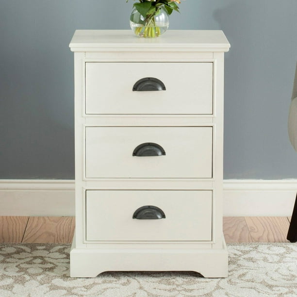 SAFAVIEH Griffin 3-Drawer Side Table White - Walmart.com