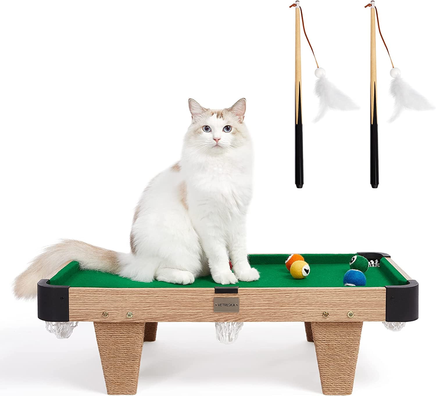 VETRESKA Cat Toys Cat Pool Table Toy Wand Toy with Sisal Rope ...