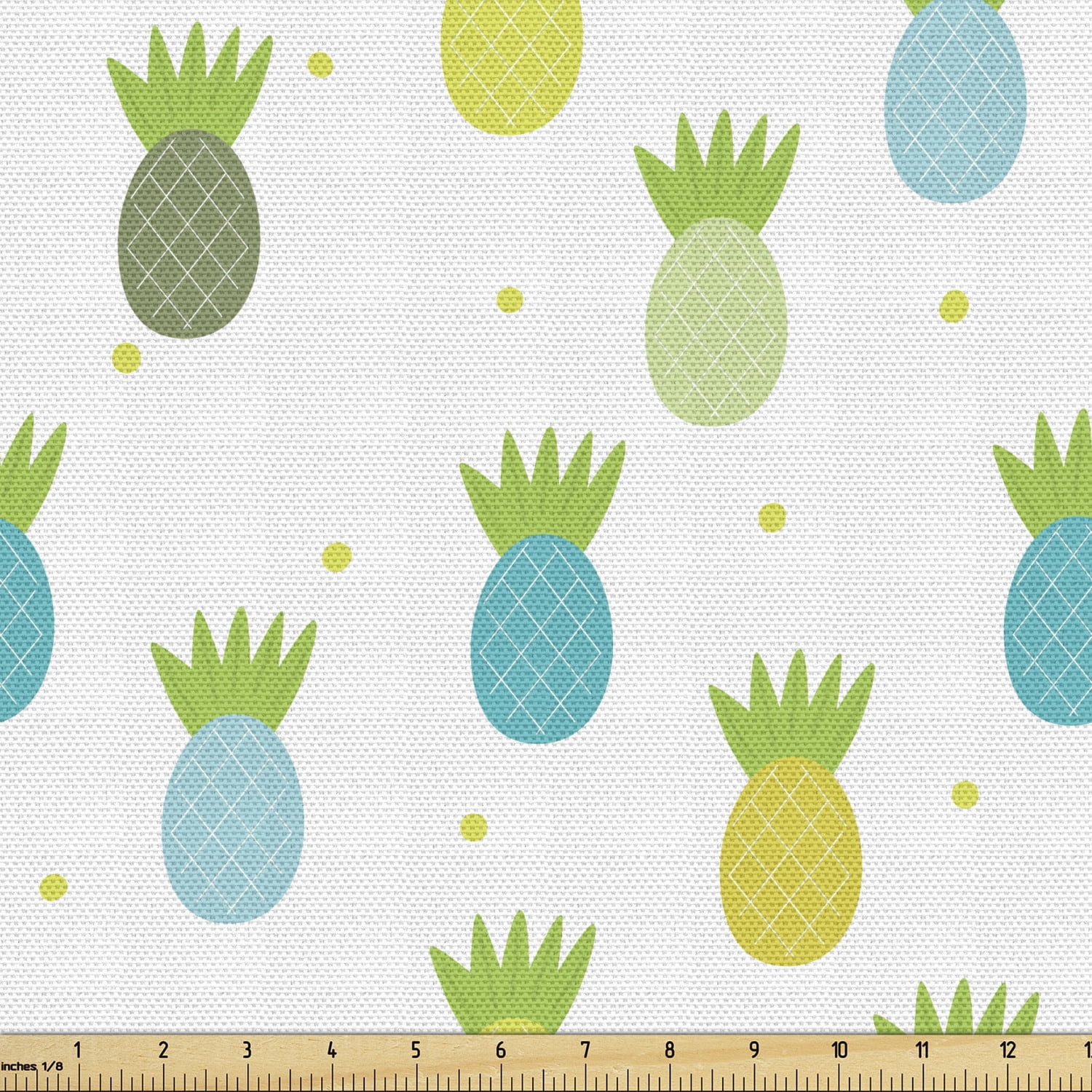 Pineapple Fabric by the Yard, Funny Summer Themed Pattern of Cartoon ...