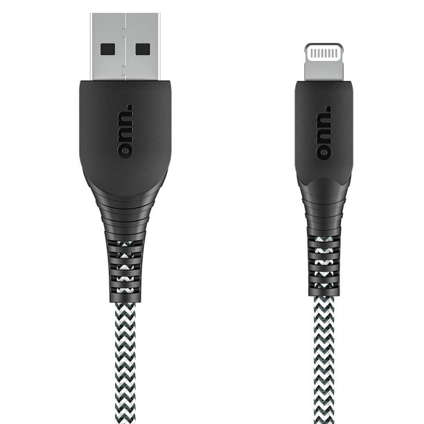 onn. 3 ft./0.9 m Lightning to USB-A Braided Cable, Made for Apple ...