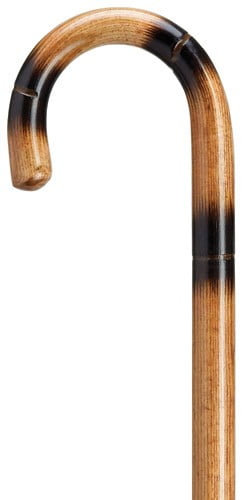 Walking Cane Round Nose Crook Handle Wood Cane Stepped Scorched ...