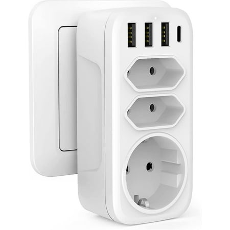 Socket Adapter, Usb Socket 7 In 1 Multiple Socket With 2 Euro Sockets 1 ...