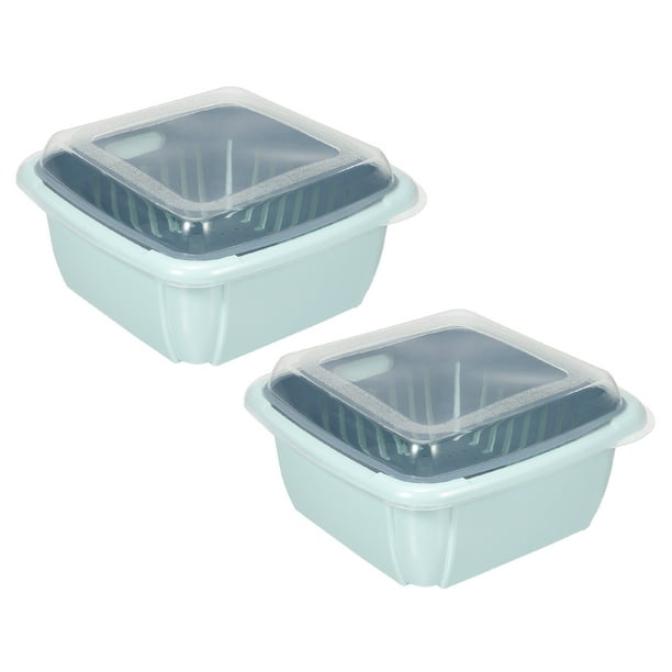 Uxcell Kitchen Double Layer Colander with Lid, 2 Pcs Multifunction ...