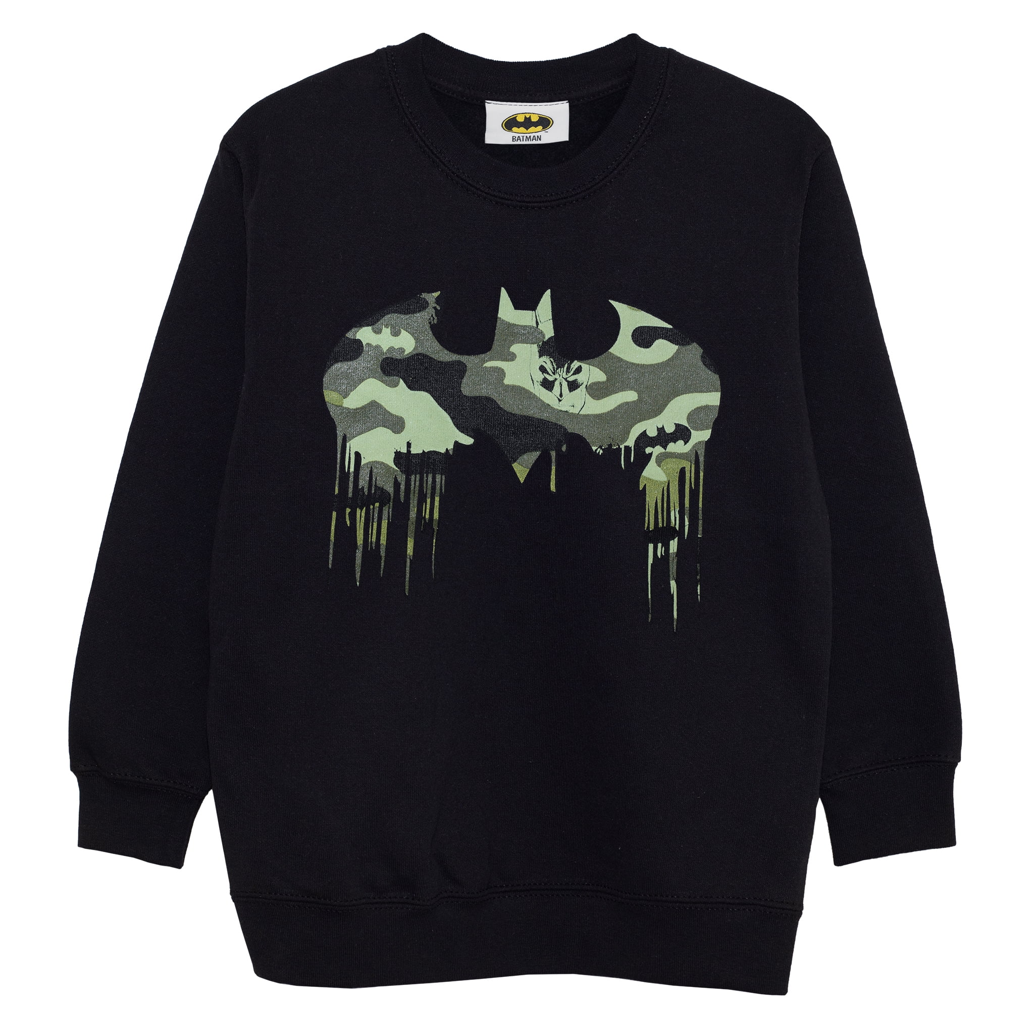 DC Comics Batman Camo Logo Boys Crewneck Sweatshirt | Official ...