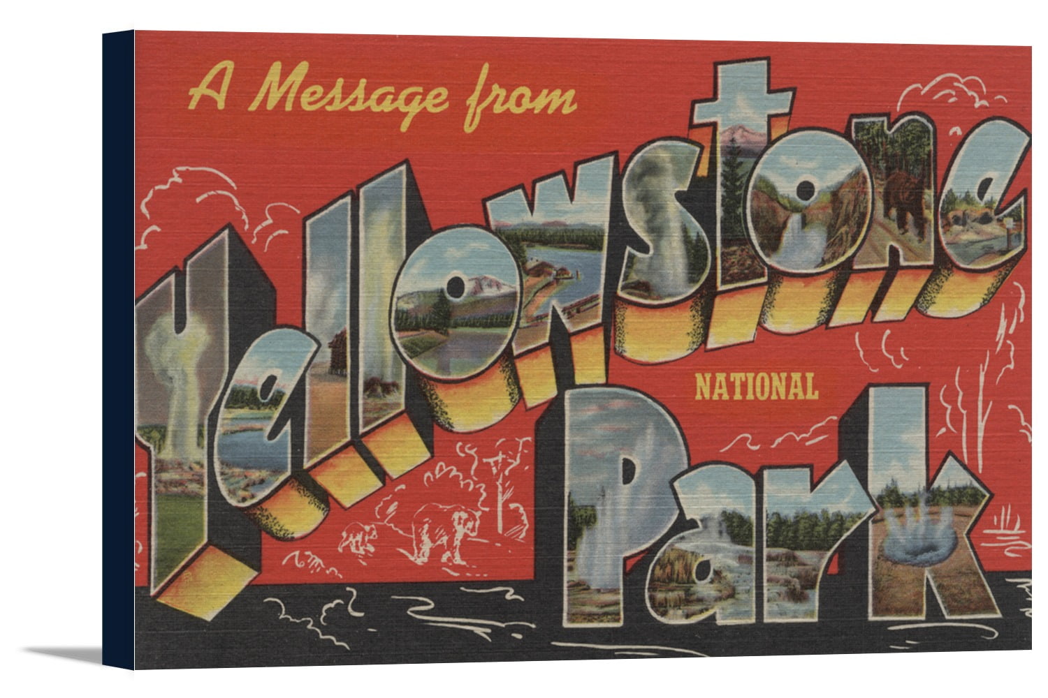 Yellowstone National Park, Wyoming - Large Letter Scenes (18x11.5 ...