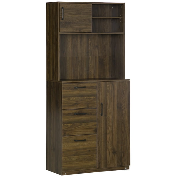 HOMCOM 70" Buffet Hutch with 3 Drawers, Kitchen Pantry with Sliding ...