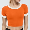 Dagugfen Athletic Crop Tops for Women Color Blocked Crew Neck Slim ...