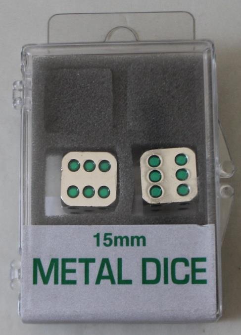 15mm d6 Metal Dice w/Green Pips (2) New - Walmart.com - Walmart.com
