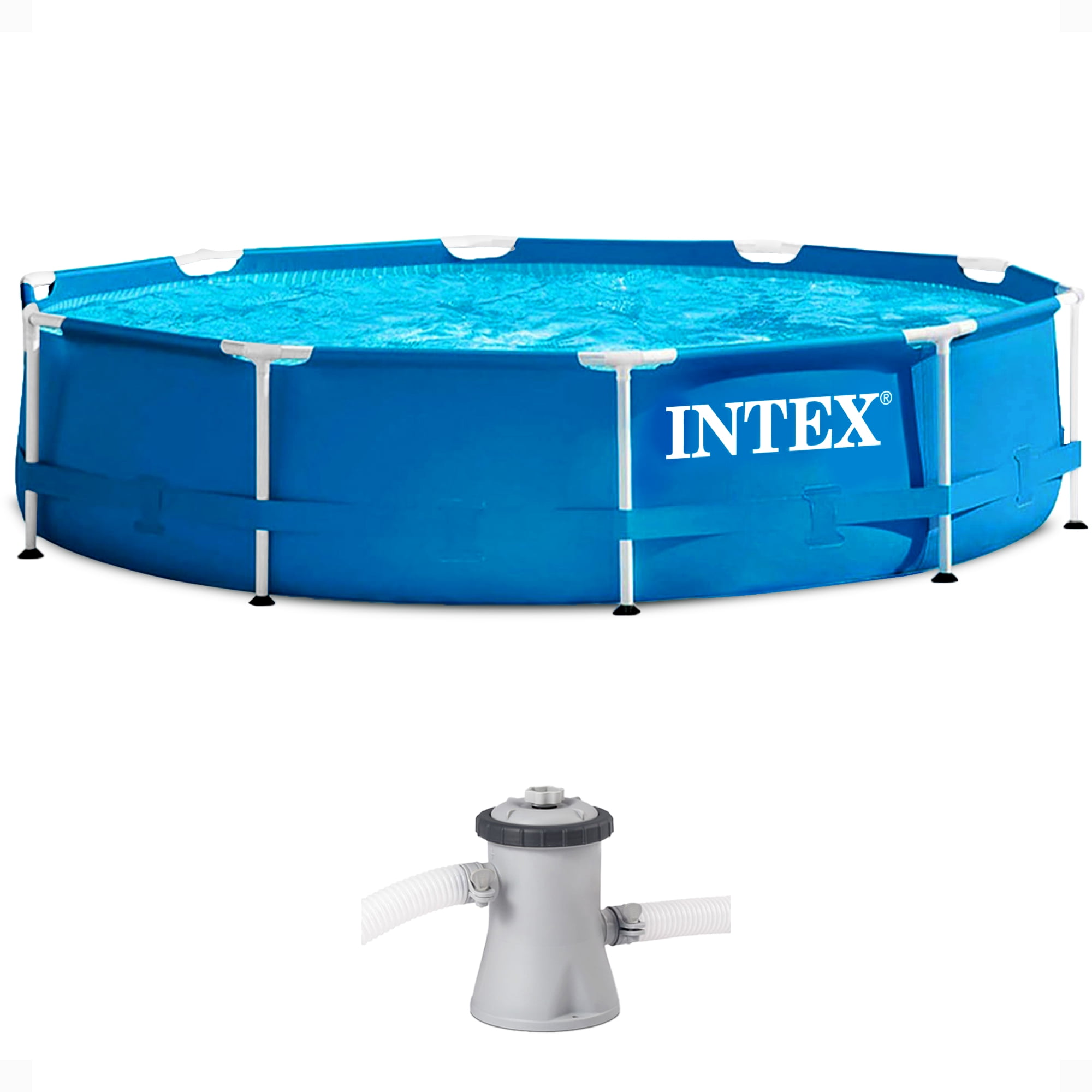 Open Box Intex 10' x 30" Metal Frame Set Swimming Pool w/ Filter Pump ...