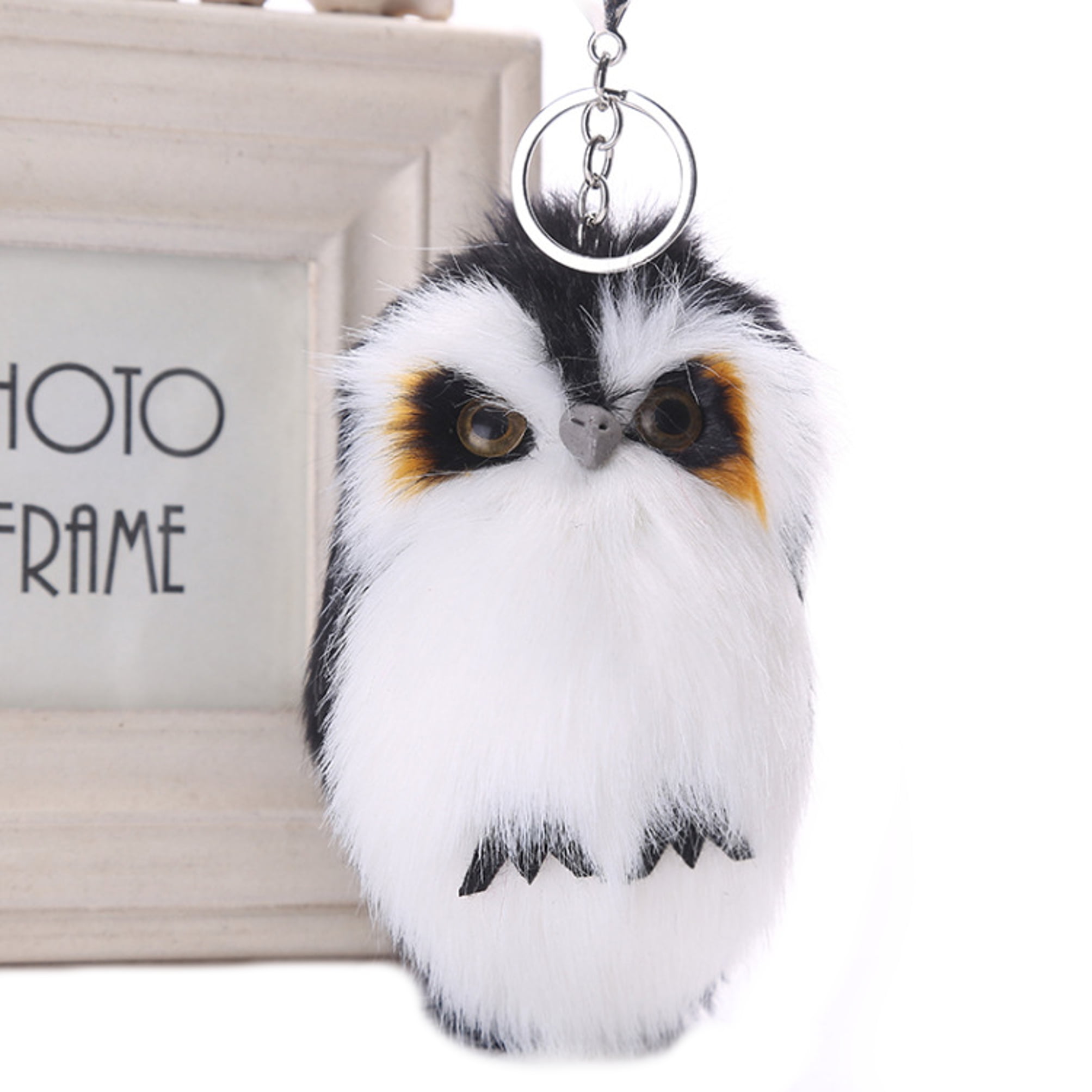 Owl Key Chain Fluffy Plush Bird Key Ring Purse Handbag Flux Fur Owl ...