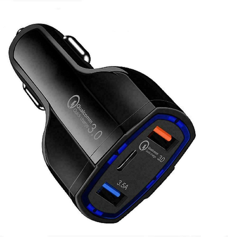 35 Watt 3-Port Fast Charging Car Charger QC 3.0 3.5A USB Ports PD Type-C B4HP (Black) - Walmart.com