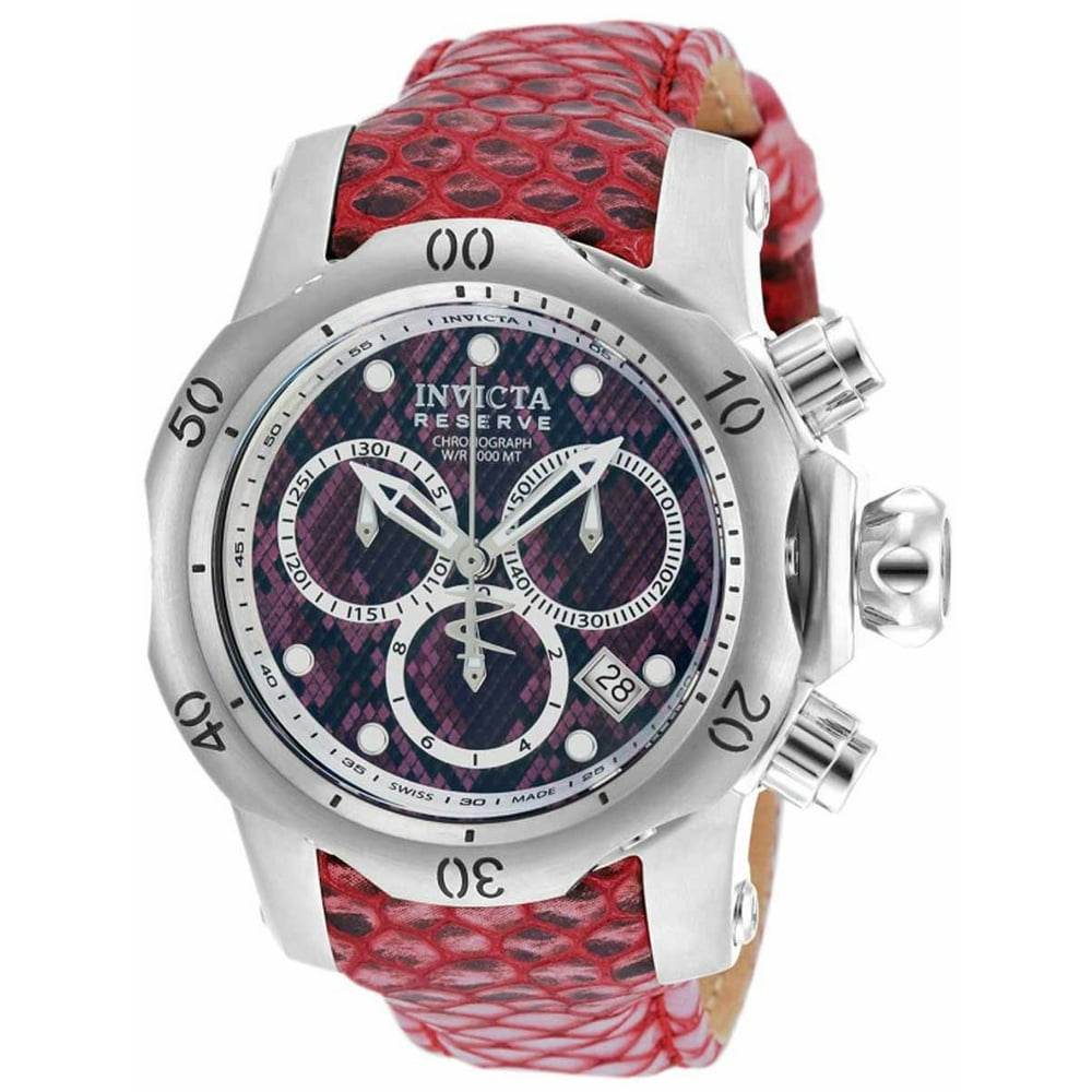 Invicta - Invicta Men's 18309 Venom Reserve Black Red Dial Red Leather ...