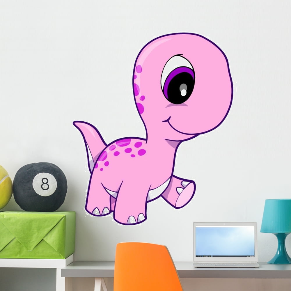 Pink Baby Brontosaurus Dinosaur Wall Decal Sticker by Wallmonkeys Peel ...