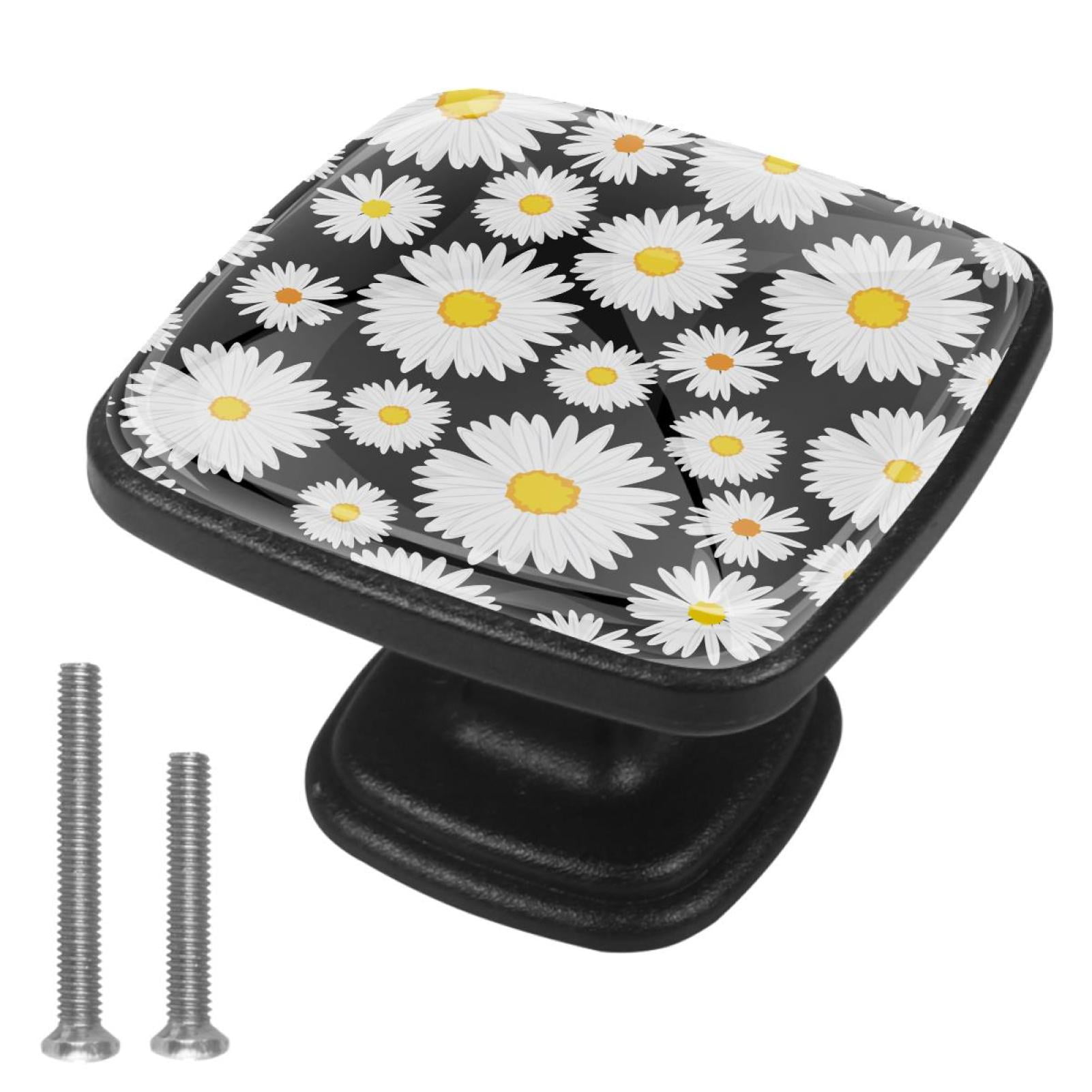 4 Pcs Cabinet Handle Drawer Pulls Seamless Daisies Knobs with Screws ...