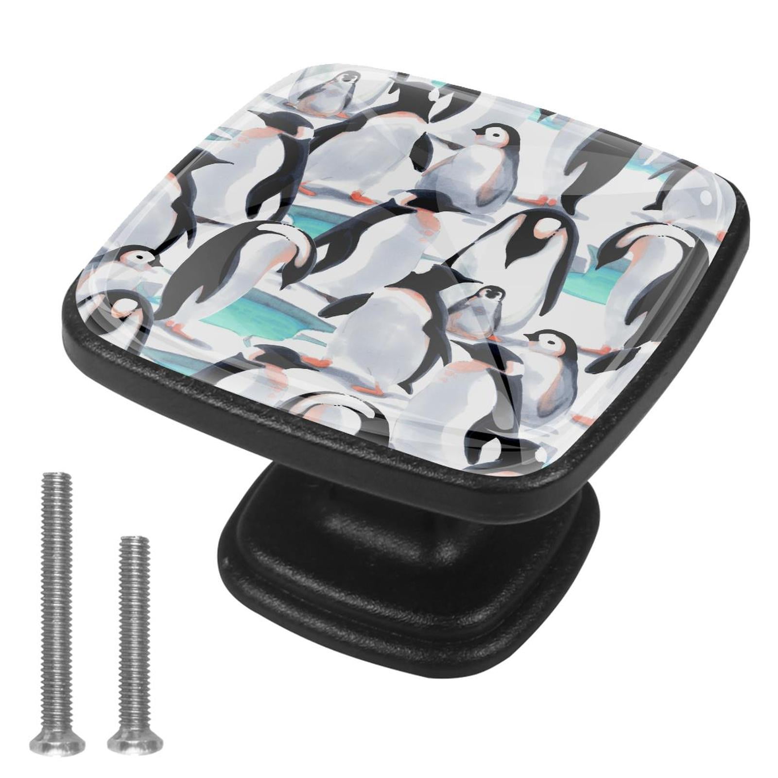4 Pcs Cabinet Handle Drawer Pulls Penguin Knobs with Screws Square ...