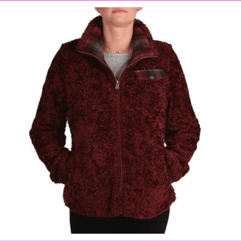 Pendleton Ladies' Fuzzy Zip Jacket L/Dark Red - Walmart.com