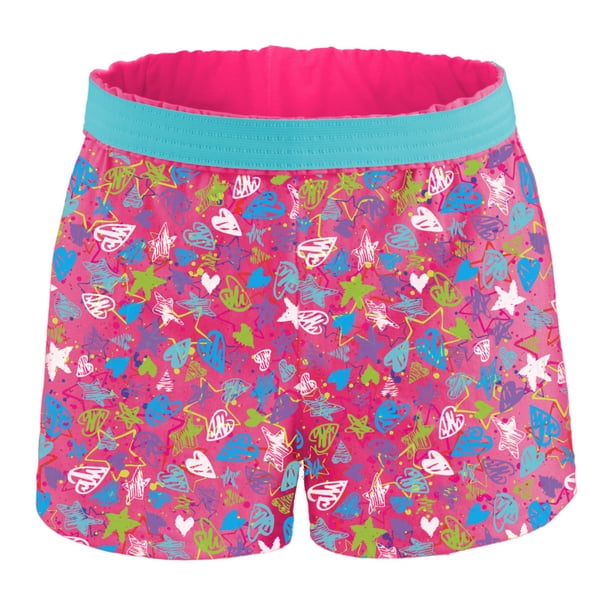 soffe girls' big authentic cheer short, hearts n stars/light turquoise ...
