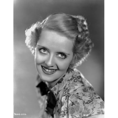 Bette Davis Portrait in Looking Up in Floral Dress with Top Knot and ...
