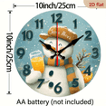 2D Flat 1pc 10Inch Wooden Snowman Orange Juice Theme Clock Silent, Wall ...