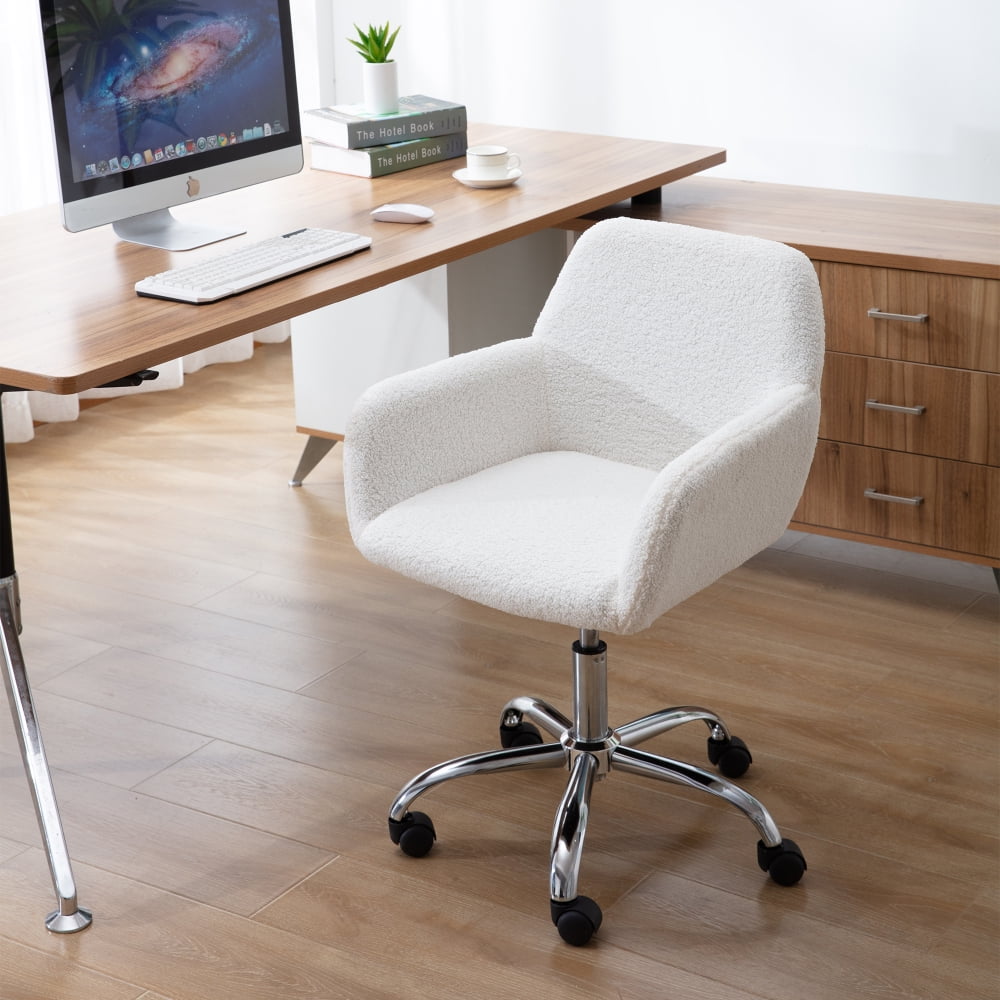 Tcbosik Rustic Sherpa Office Chair, Ivory - Walmart.com