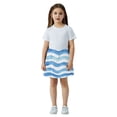Blue Wavy Line Watercolor Girls' Skirts A-Line Skirts with Under Dress ...
