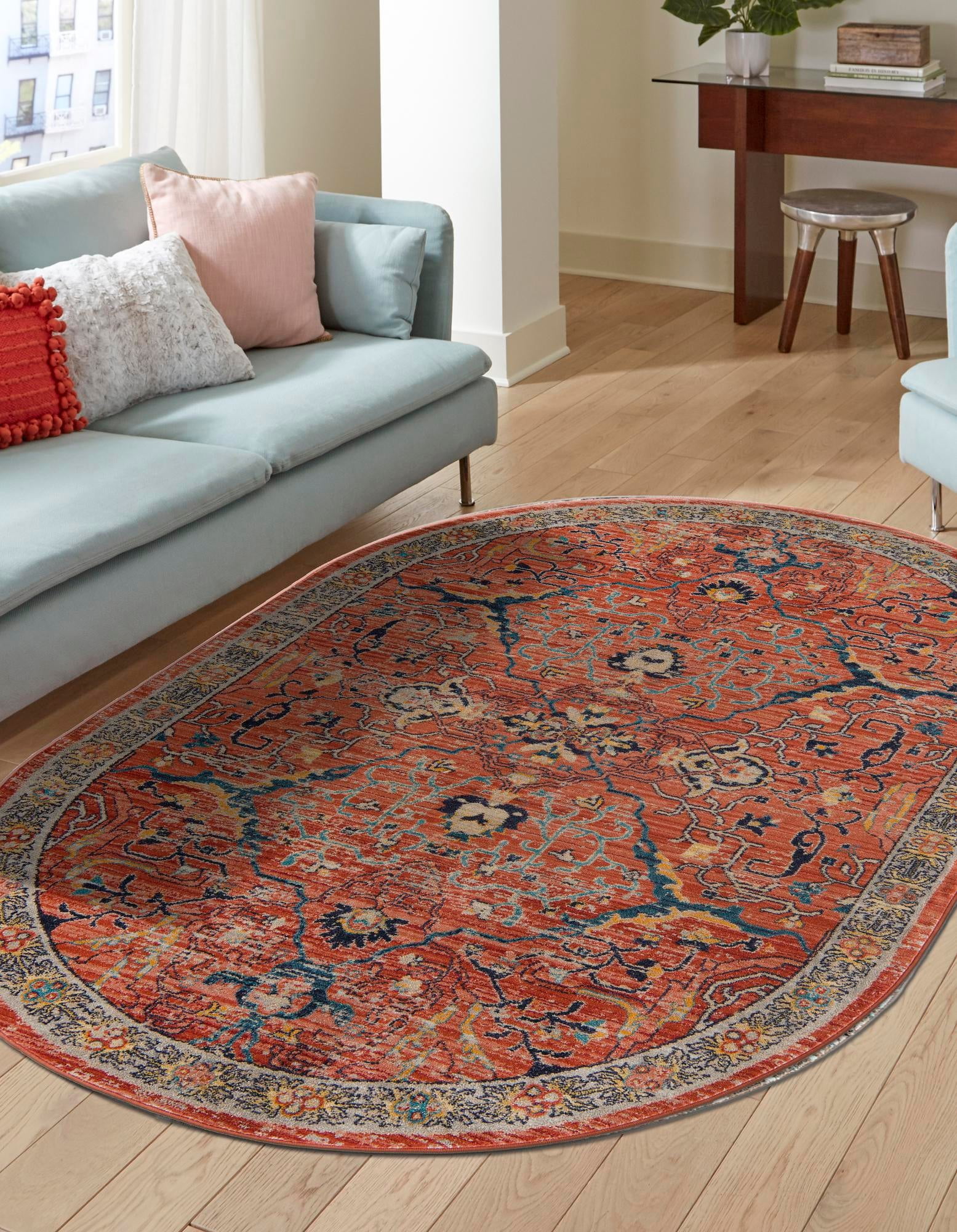 Rugs.com Lola Collection Rug – 8' x 10' Oval Brick Red Medium Rug ...