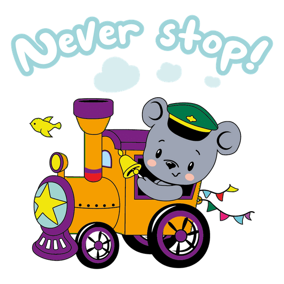 Cute Cartoon Art Design of Koala Riding on a Train with Never Stop ...