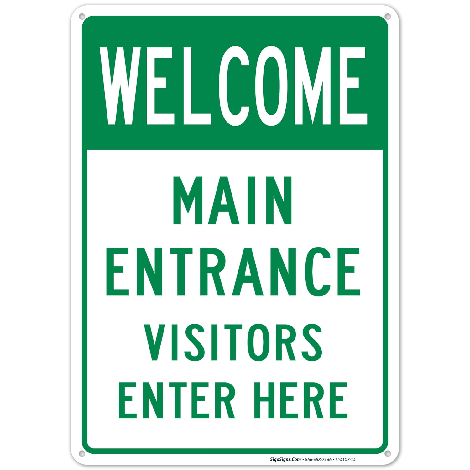 Main Entrance Visitors Welcome Sign, 10x14 Aluminum - Walmart.com