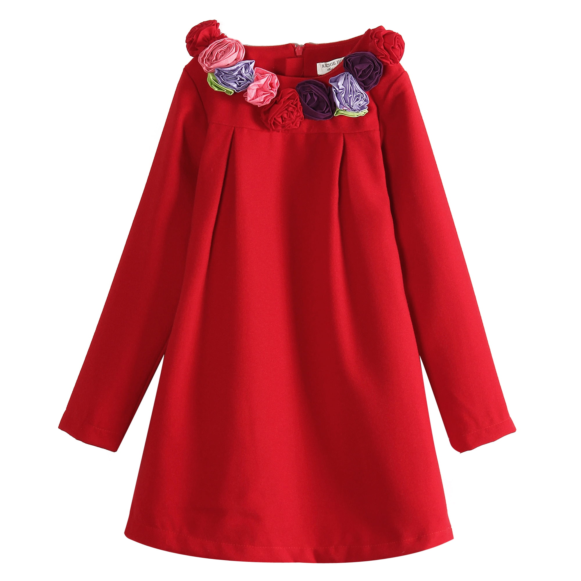 Richie House Little Girls Red Rosette Collar Smock Dress 2 - Walmart.com