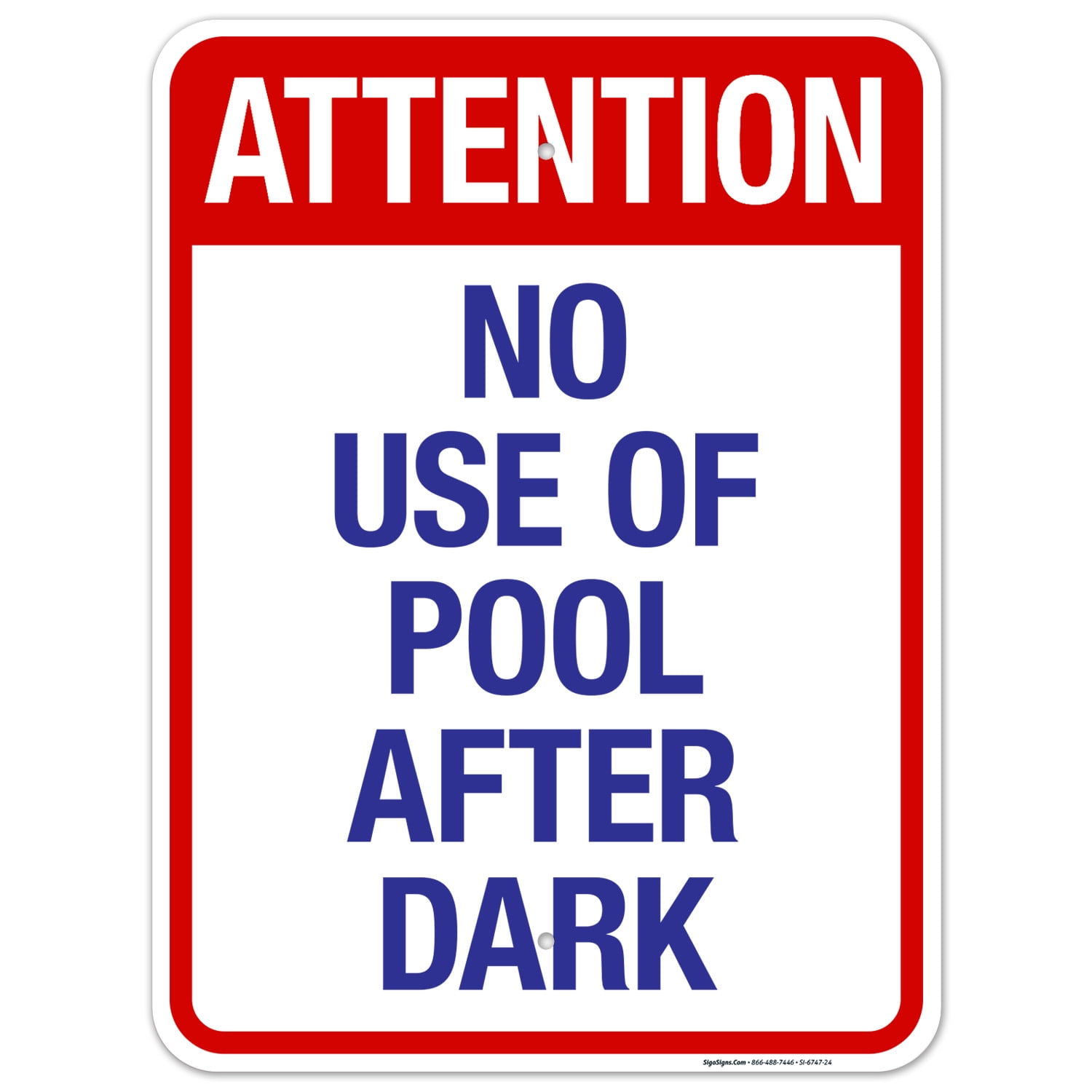 Attention No Use Of Pool After Dark Sign, Pool Sign, - Walmart.com