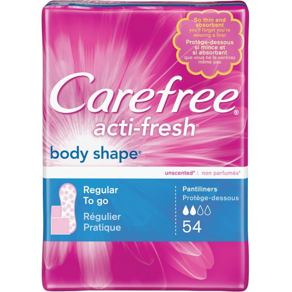 CAREFREE Acti-Fresh Body Shape Regular To Go Pantiliners, Unscented 54 ...