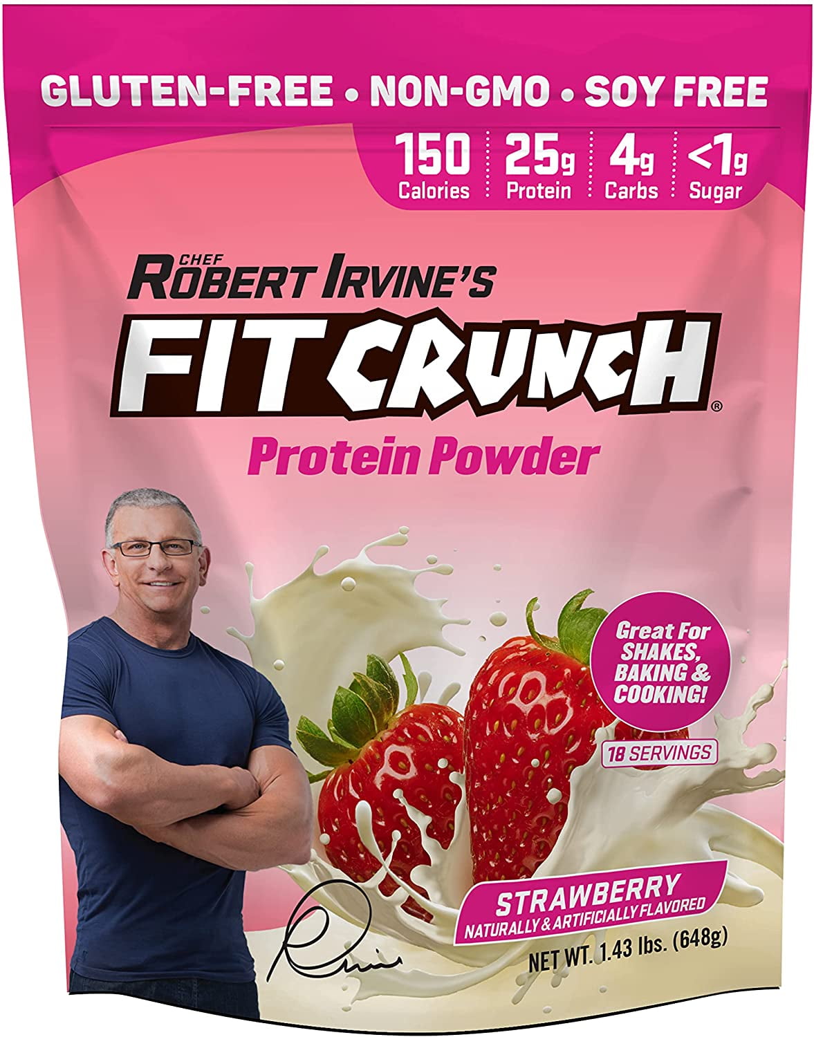 Fit Crunch Protein Powder, Strawberry, 25g Protein, 18 Servings ...