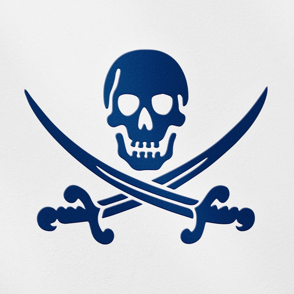 Transparent Decal Stickers Of Pirate Skull Swords Crossed Comic (Navy ...