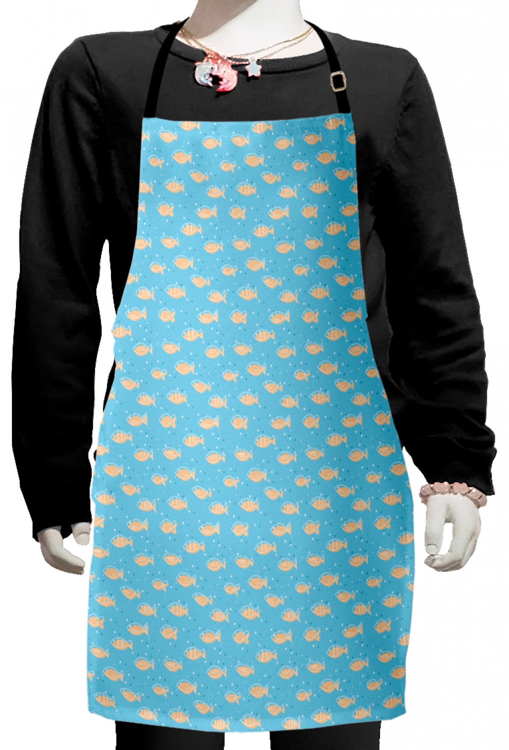 Fish Kids Apron, Flock of Swimming Fish Hand Drawn Design Underwater ...