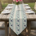 Blue Teal Starfish Coastal Table Runner Linen Burlap Table Runner 36 ...