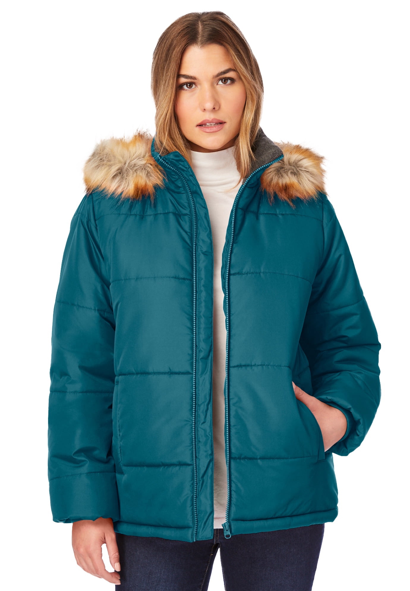 Roaman's Women's Plus Size Short-Length Puffer Jacket - Walmart.com