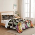 90x96in Quilt Bedding Set, Autumn Pumpkin Flower Leaf Lightweight ...