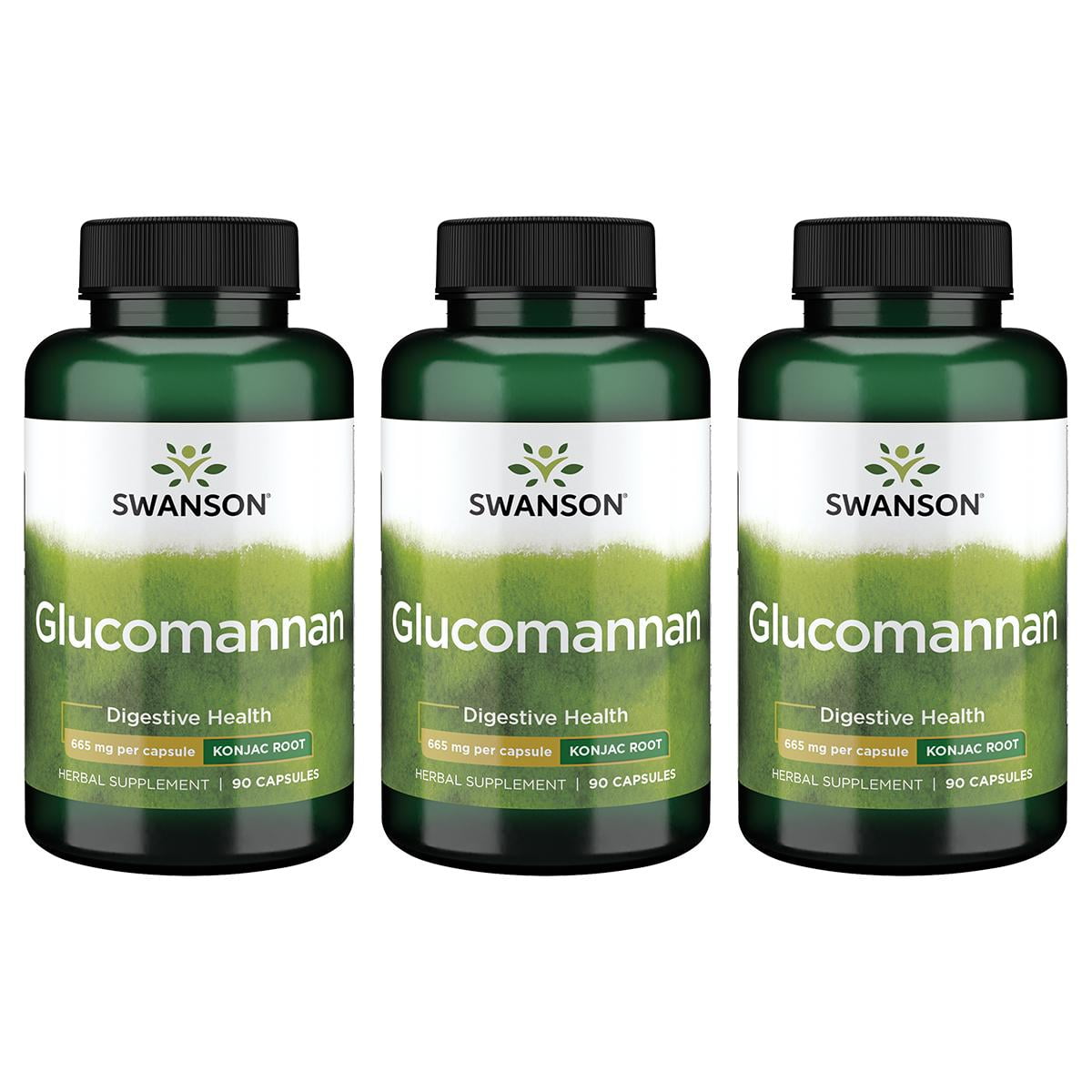 Swanson Glucomannan 665 mg 90 Caps 3 Pack - Walmart.com