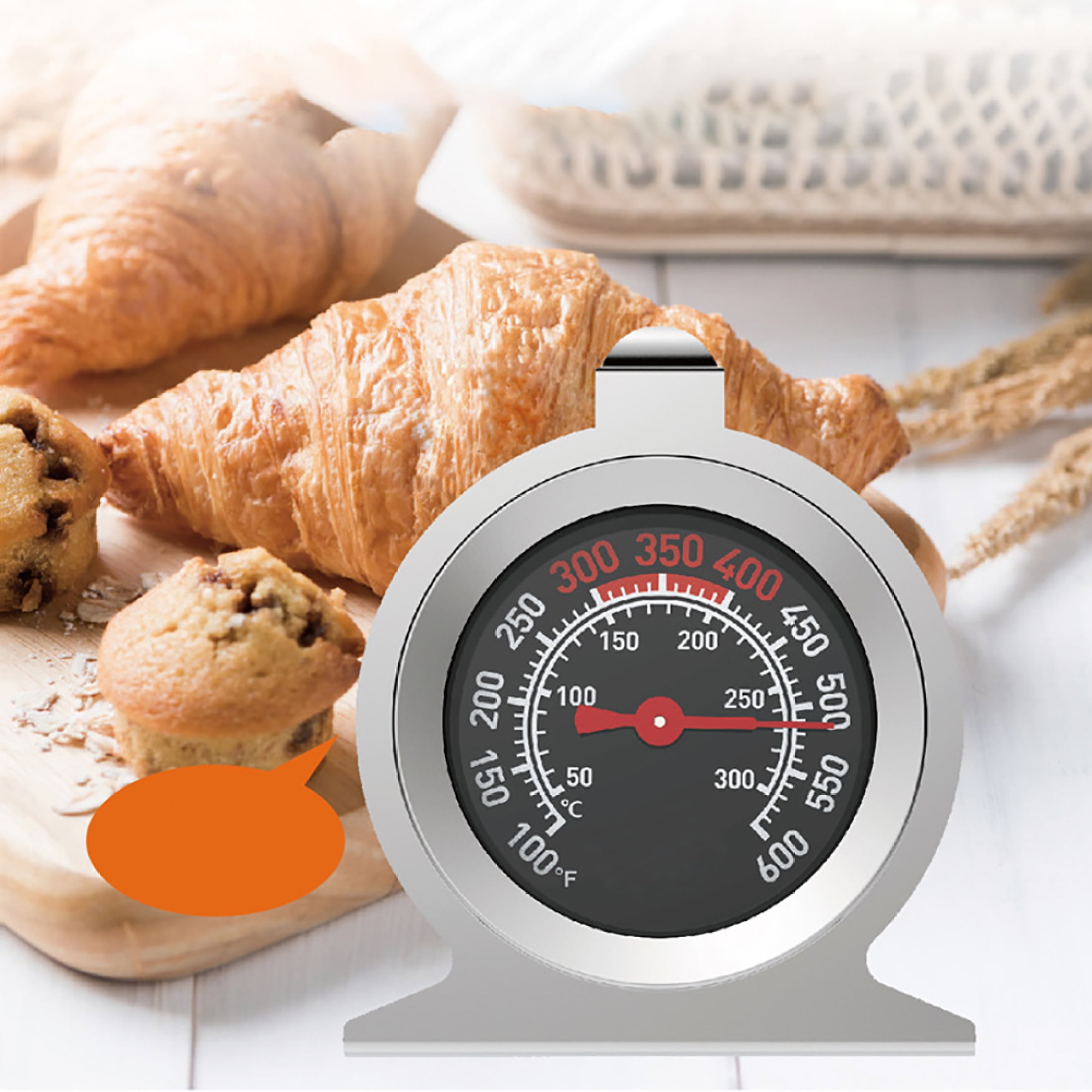 EUBUY Oven Thermometer Stainless Steel Large Dial Cooking Thermometer ...