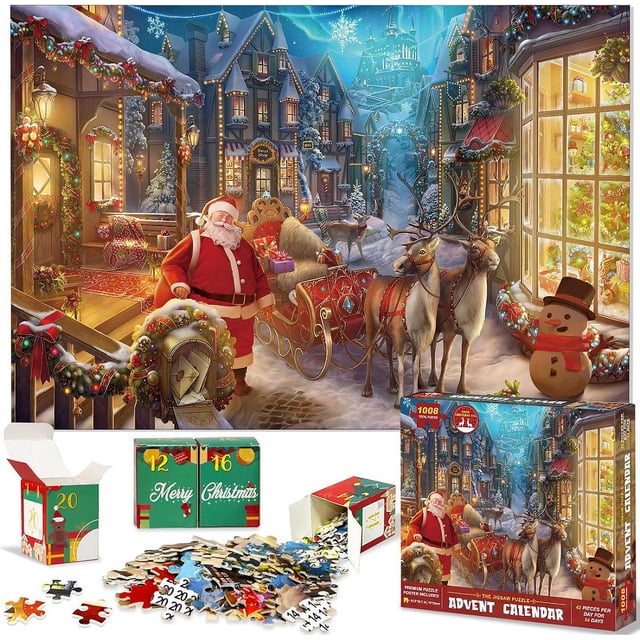 Christmas Blind Box Jigsaw Puzzle Christmas Countdown Calendar 1008Pcs ...