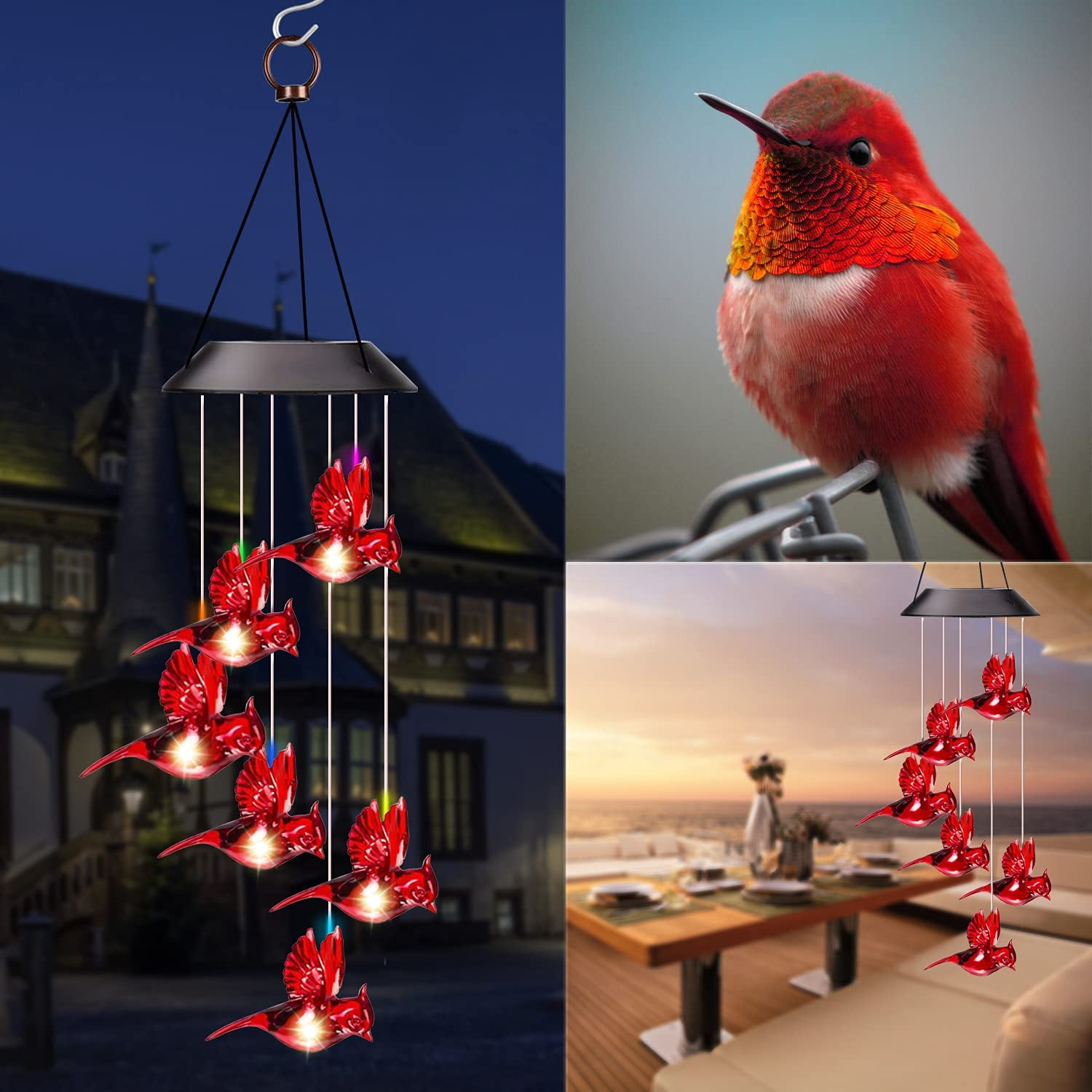 Solar Wind Chimes Mobile Waterproof Automatic Light Solar Powered Color ...
