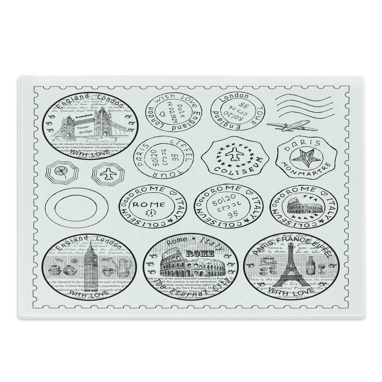 Travel Cutting Board, Stamps from All over the World Historical ...