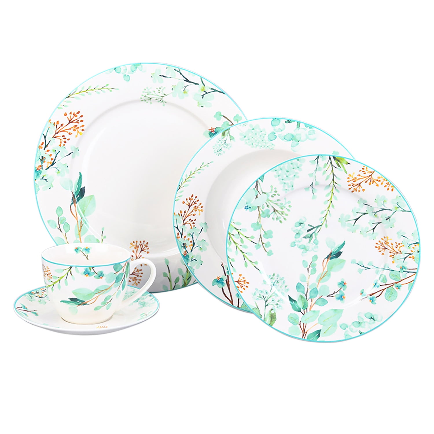 Botanical Garden Dinnerware Set of 20 for 4 pers. Dinner Plates Dinner ...