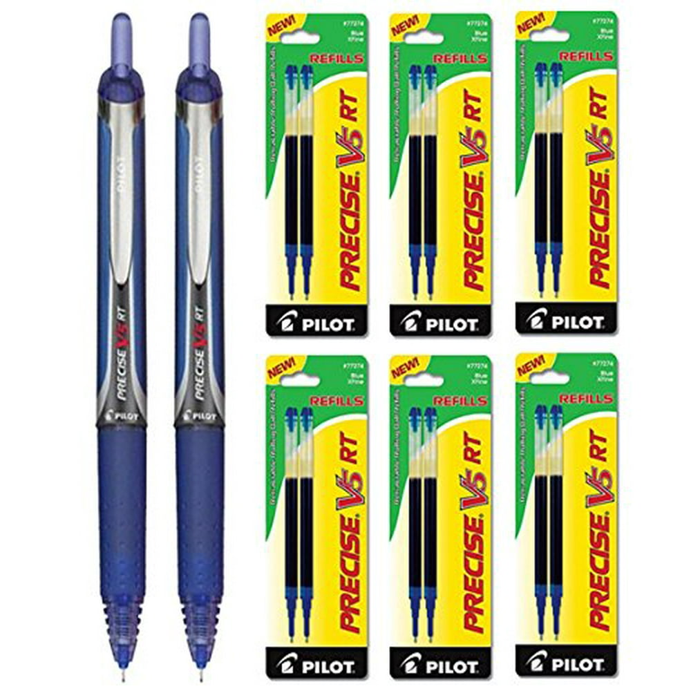 Pilot Precise V5 RT Rolling Ball, Extra Fine Point, Blue Ink 2 Pens ...