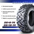 ROAD GUIDER ATV UTV Tire Set, 26x8-14 Front & 26x10-14 Rear, 6 Ply, 4 ...