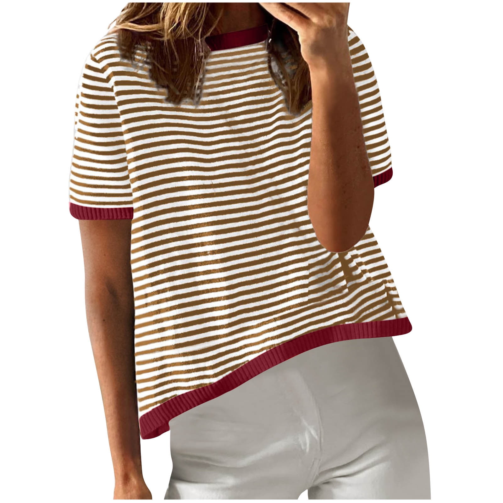 Click here for Faiwad Womens Summer Tops Oversized Striped Color... prices