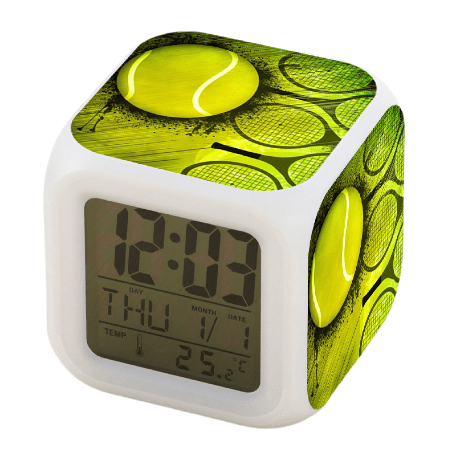 JUSTUP Tennis Alarm Clock for Kids Room, LED Digital Bedroom Alarm ...