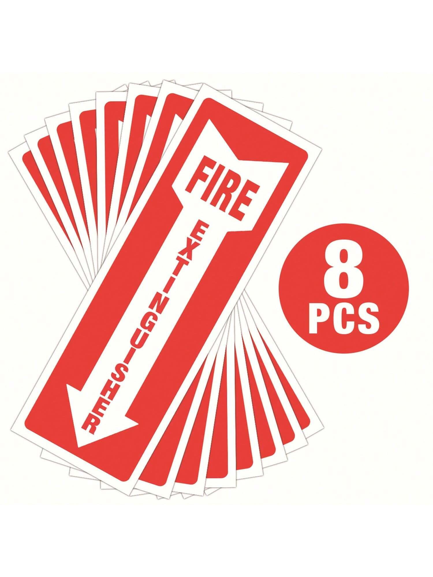 8pcs Fire Safety Signs & Labels, Self-Adhesive Stickers With Warning ...